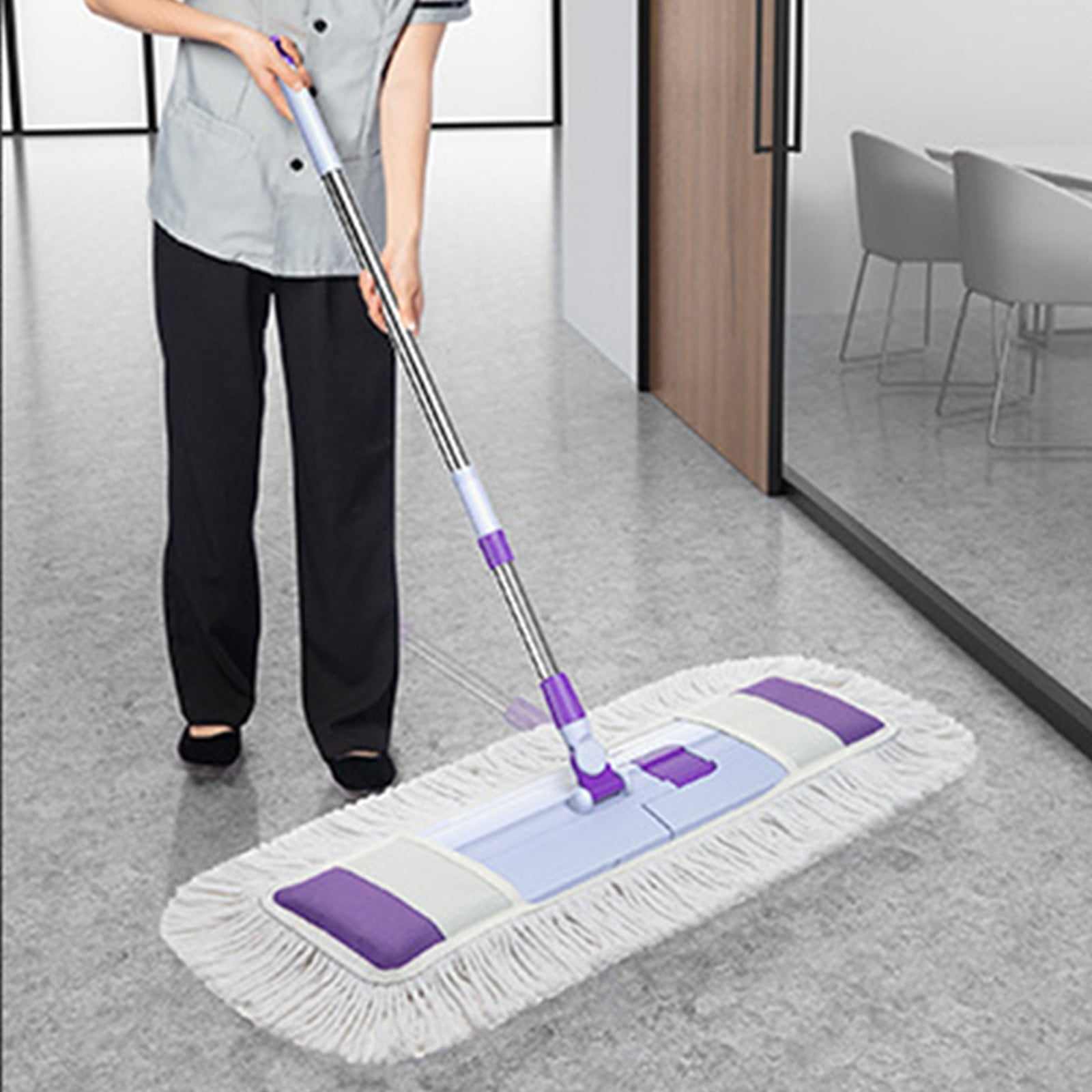 Szbaoan Flat Mop with Rotating Head and String Duster, Wet and Dry ...
