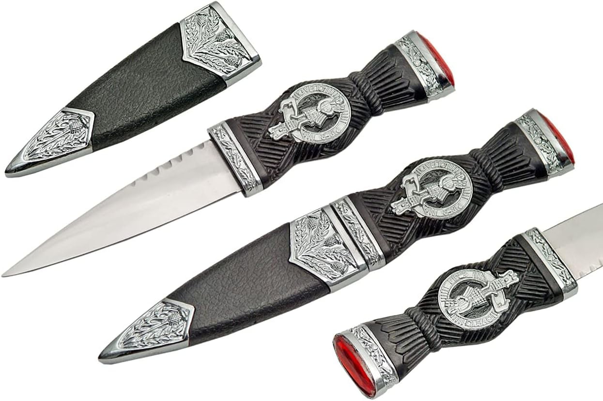 Szco Supplies 7.25" Adorned Ruby Sgian Dubh Piper Scottish Dir-k with ...