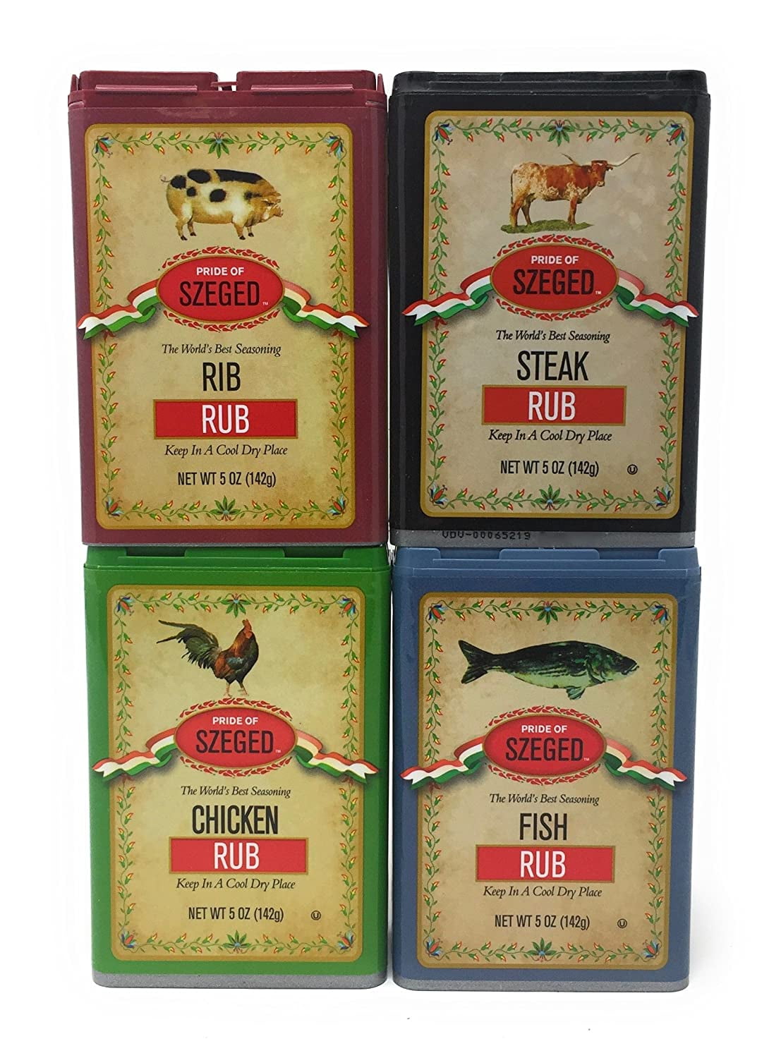 Szeged Chicken, Fish, Rib & Steak Rub, Gourmet Seasoning, 5 oz tin - 4 ...