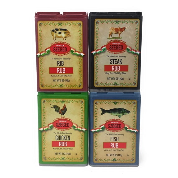 Szeged Chicken, Fish, Rib & Steak Rub, Gourmet Seasoning, 5 oz tin - 4 ...