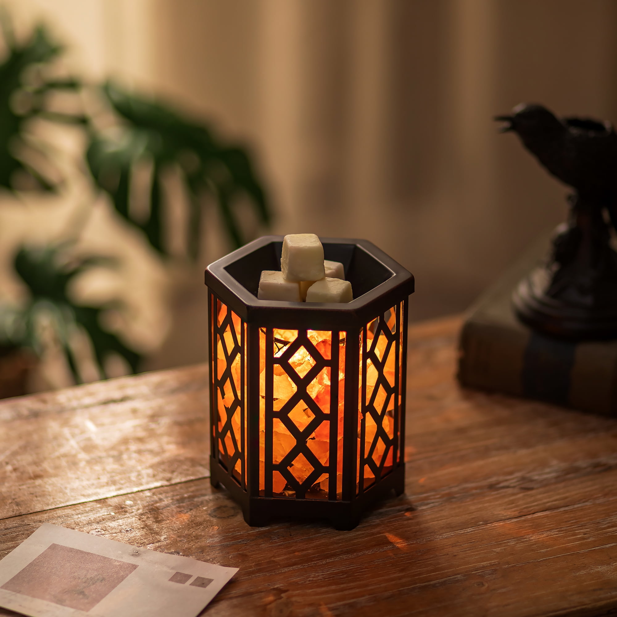 Sziqiqi 6.3in Himalayan Salt Lamp Wax Warmer with Timer: 2-in-1 Air ...
