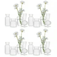 Glasseam Clear Bud Vases, Modern Round Small Glass Cylinder, Set of 6 ...