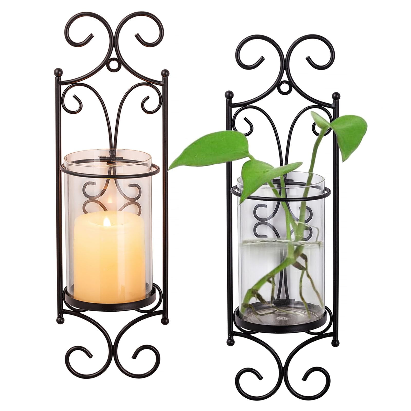 Sziqiqi Candle Sconces Wall Decor Set of 2 Wall Sconce Candle Holder ...