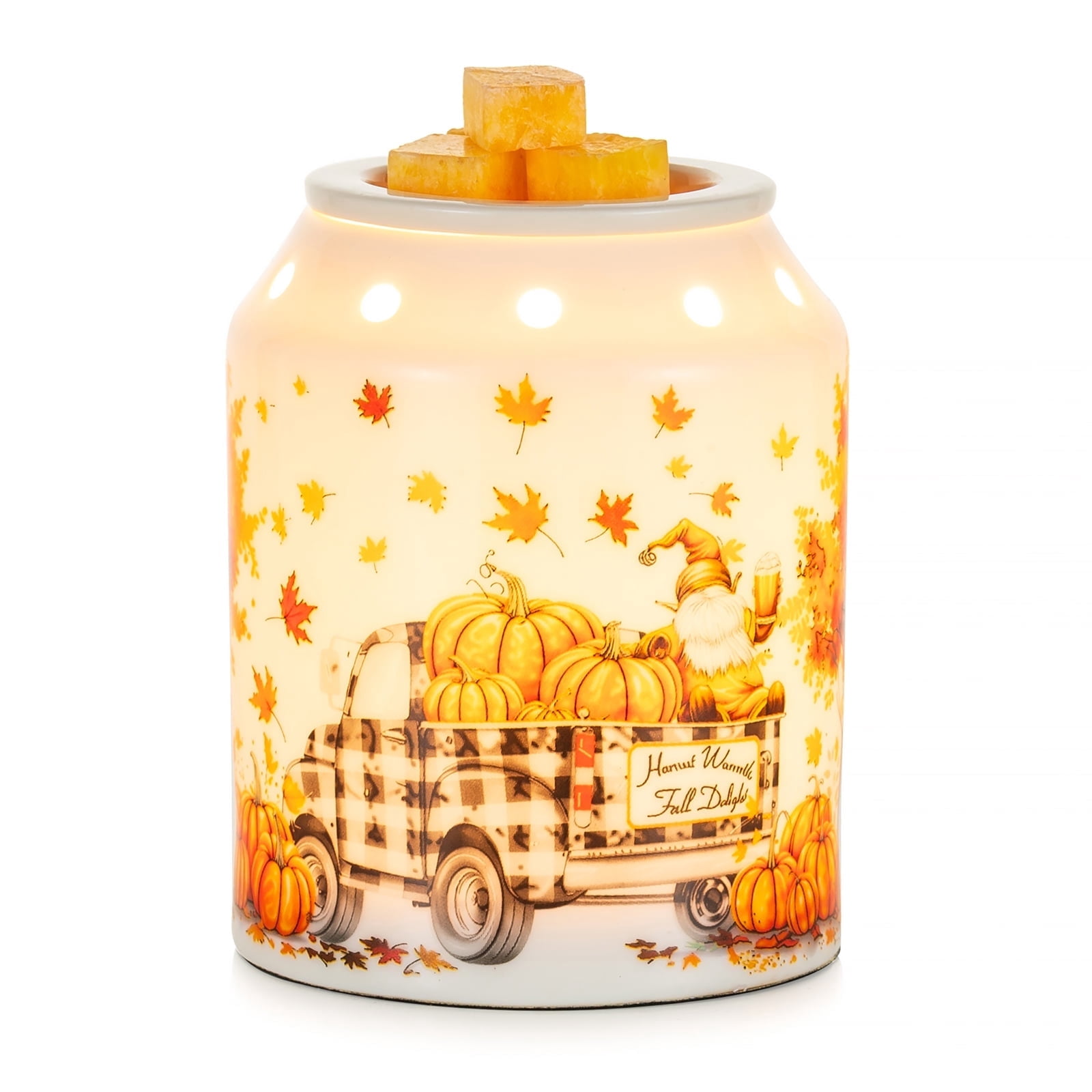 Sziqiqi Gnome Themed Fall Wax Warmer with 2 Bulbs: Electric Wax Melter ...