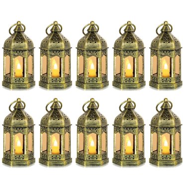 24 Pcs Mini Lantern Decorative with Flickering Led Candle Bulk Vintage ...