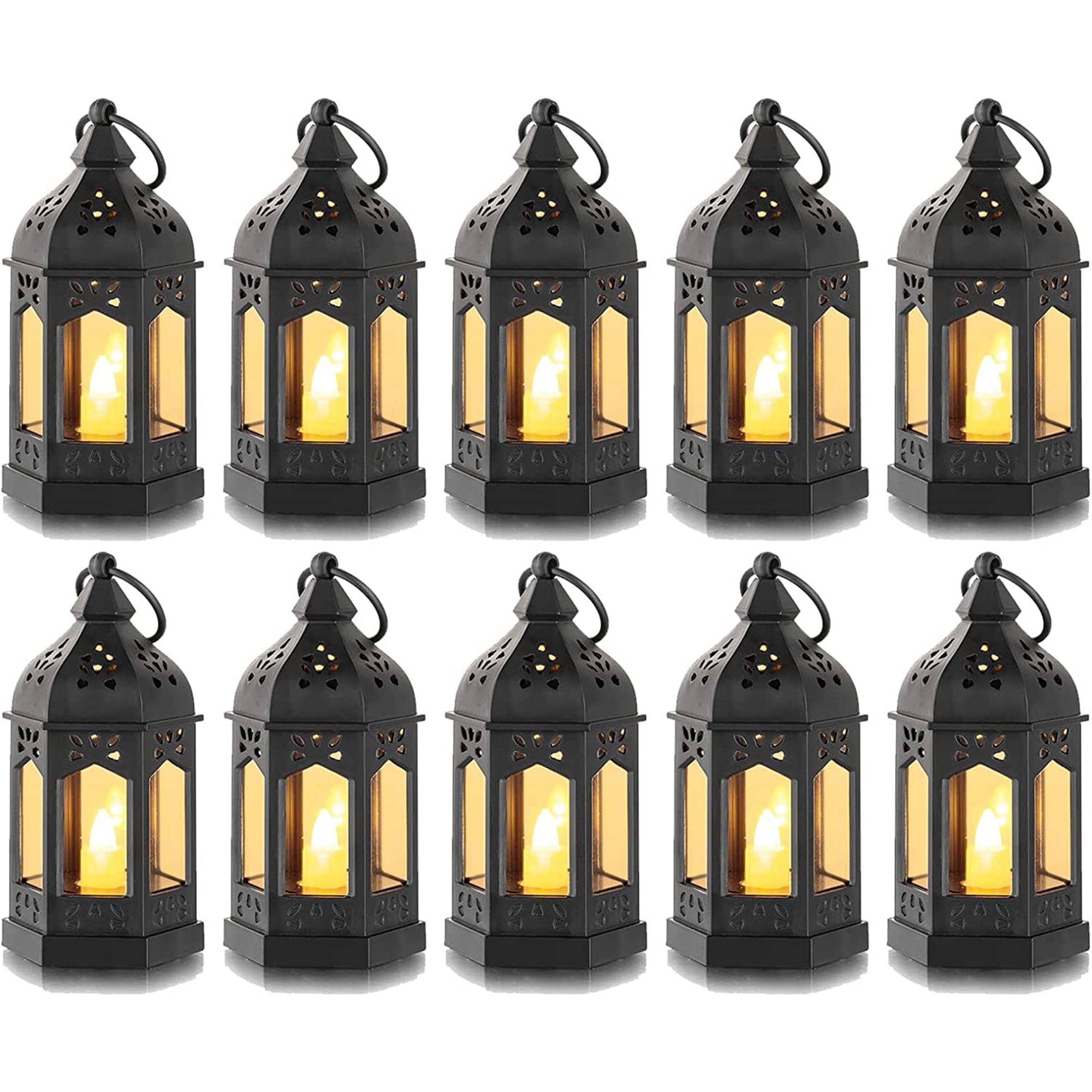 Sziqiqi 10pcs Mini Decorative Lanterns: Black with LED Candles for ...
