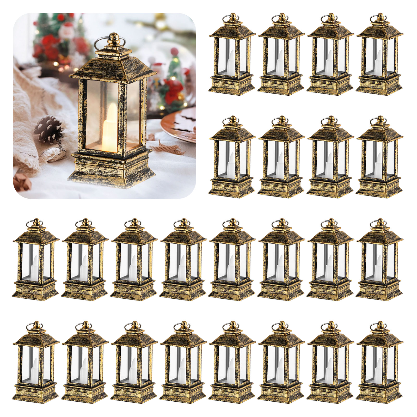 Sziqiqi Mini Lanterns Decorative with Flameless LED Candles Vintage ...