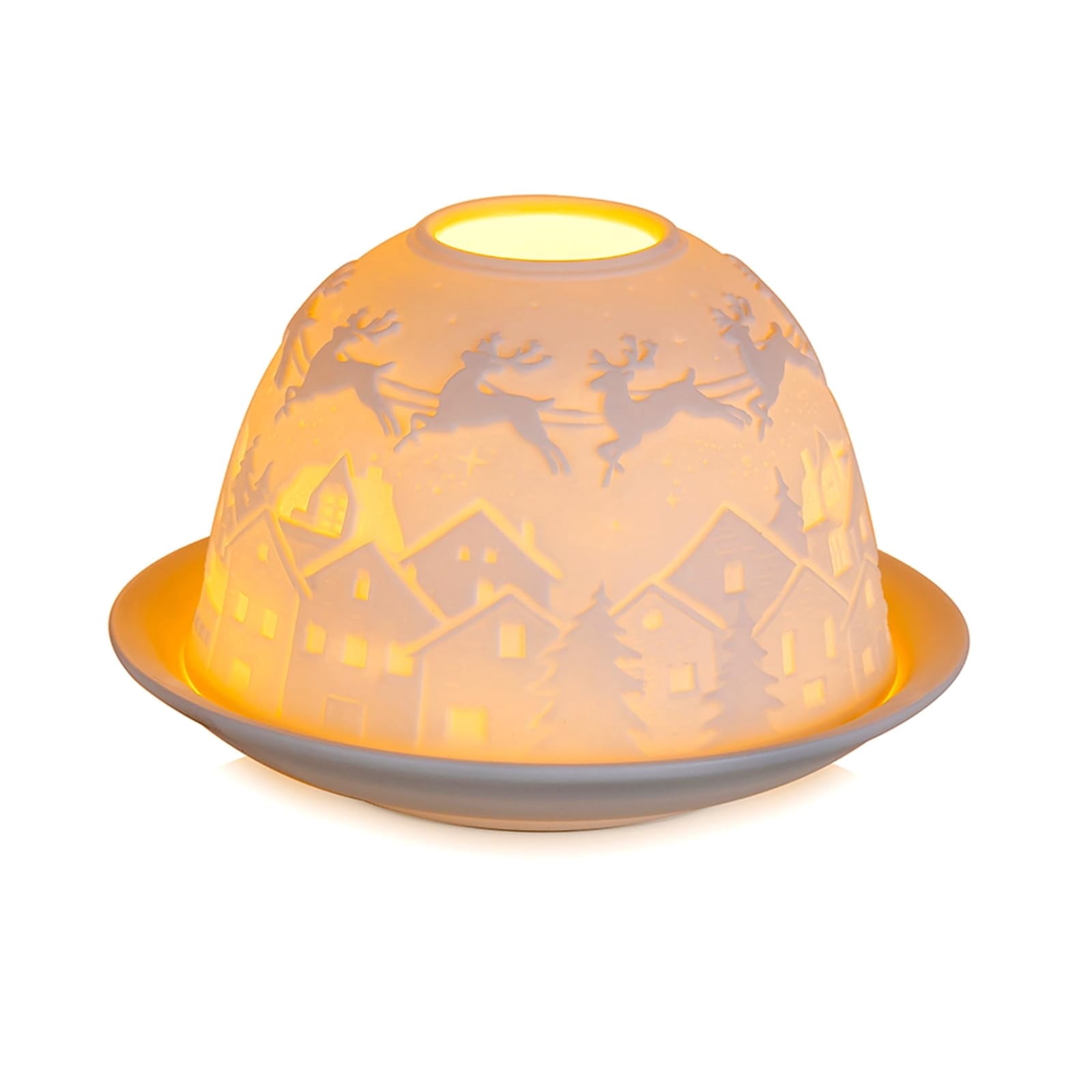 Sziqiqi Porcelain Christmas Tealight Holder: Elegant Dome Candle Cover ...