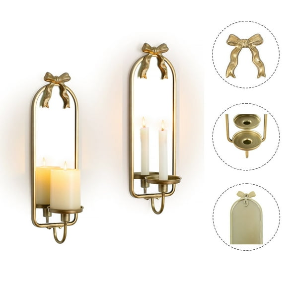 ZJQYDS Farmhouse Wall Candle Sconces Set of 2 - Distressed Candle ...