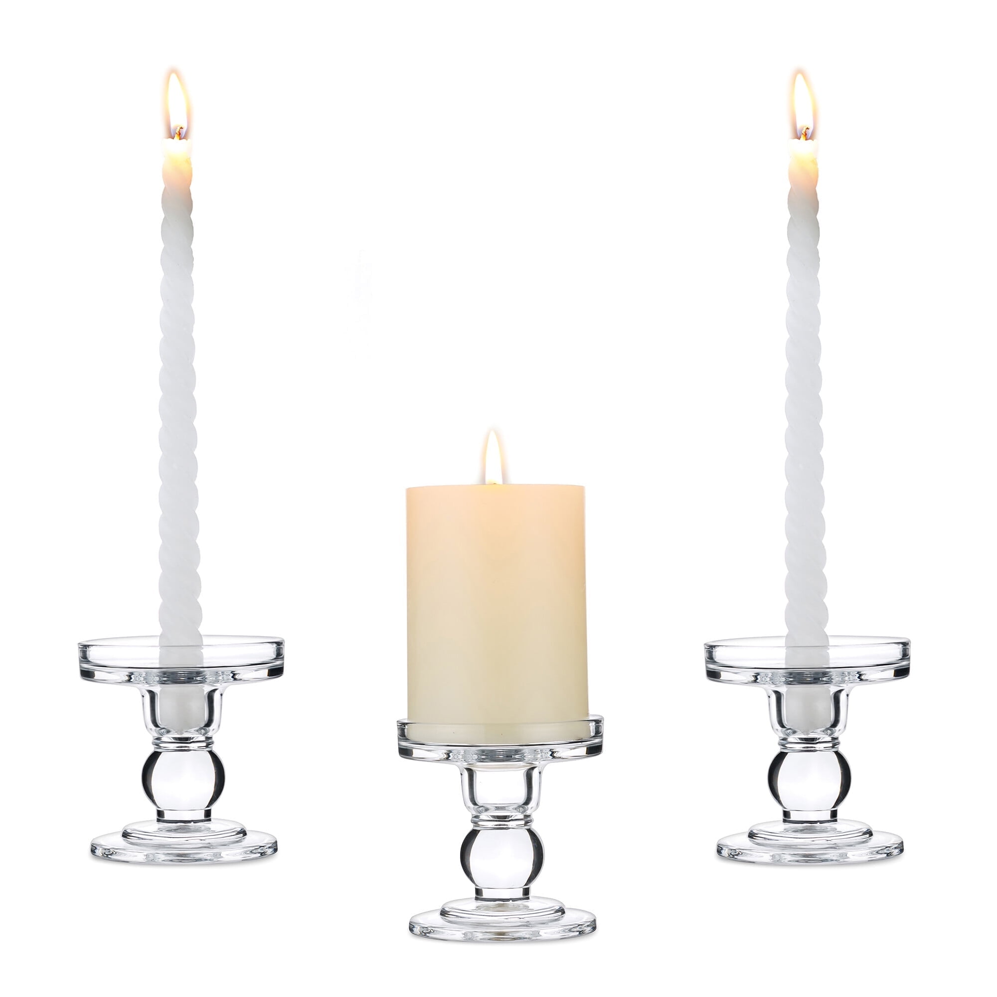 Sziqiqi Set of 3 Crystal Glass Unity Candle Holders, Romantic Wedding ...