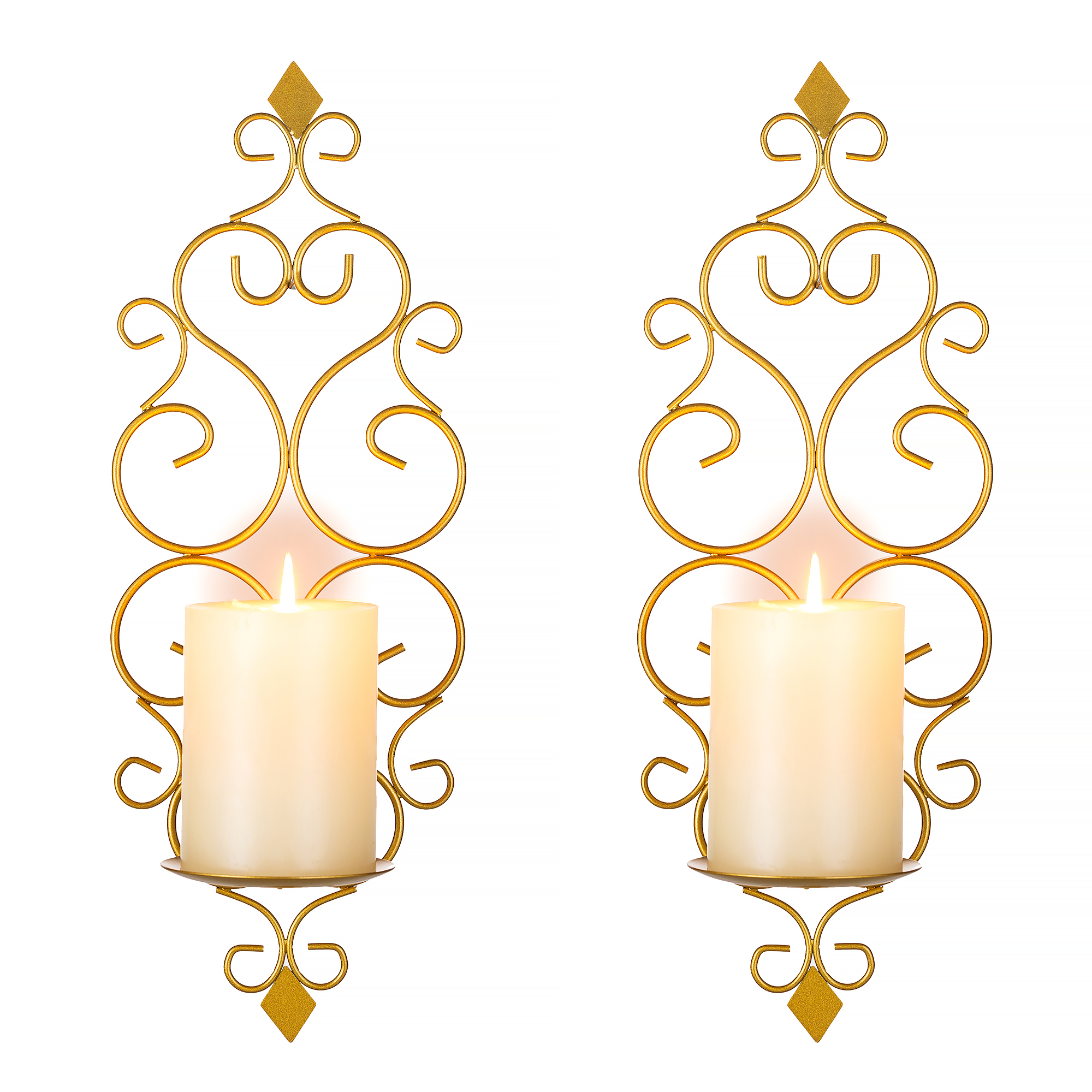 Efavormart 2 Pack 4 Tall Metal Gold Candle Holder Set Votive Candle
