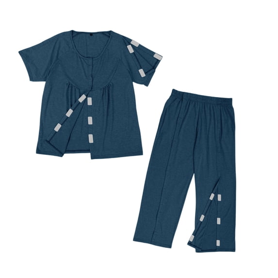Szluipve Unisex Patient Care Clothing Set Short Sleeve Side Snap Open ...