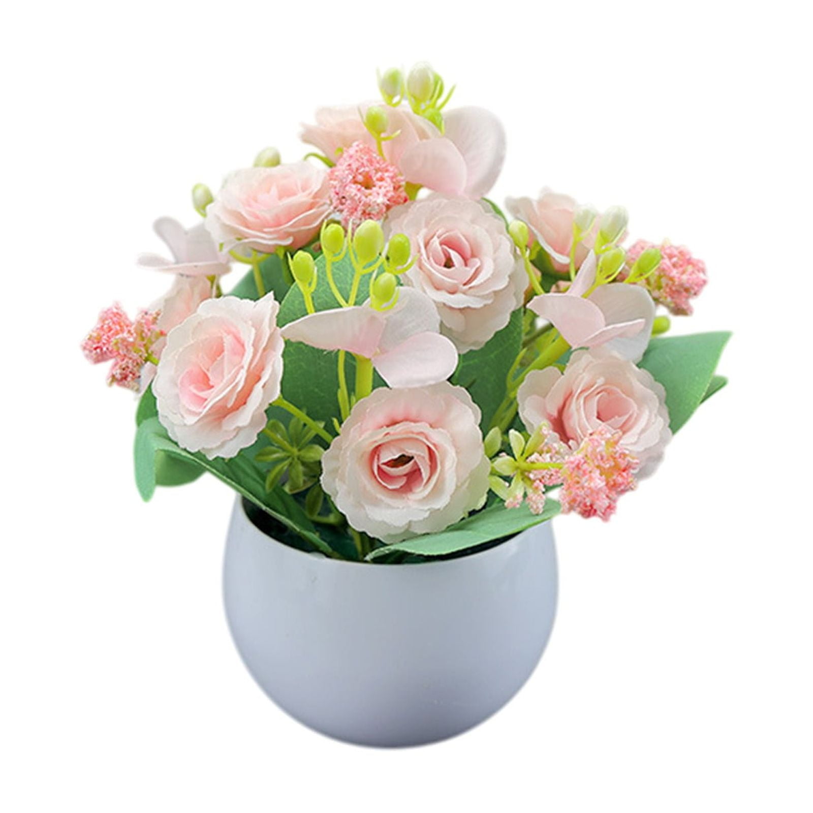 T-064 Pink Polyester Potted Plants Artificial Flowers Fake Plants ...