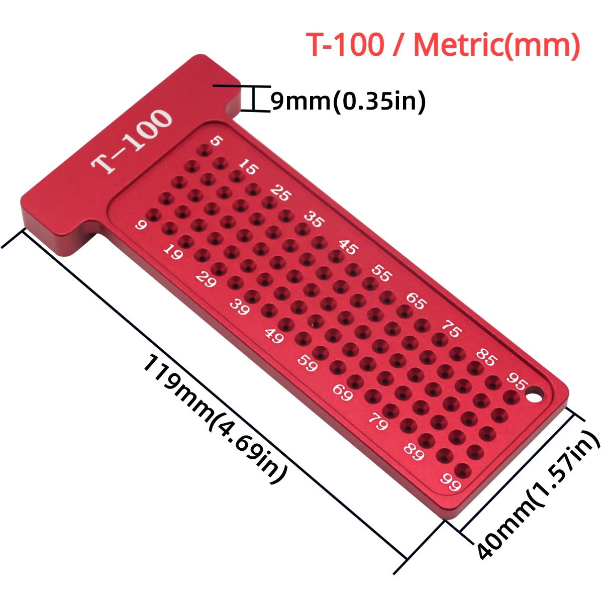 T-100 Metric Aluminum Alloy Pocket Ruler Marking Gauge Carpentry Cross ...