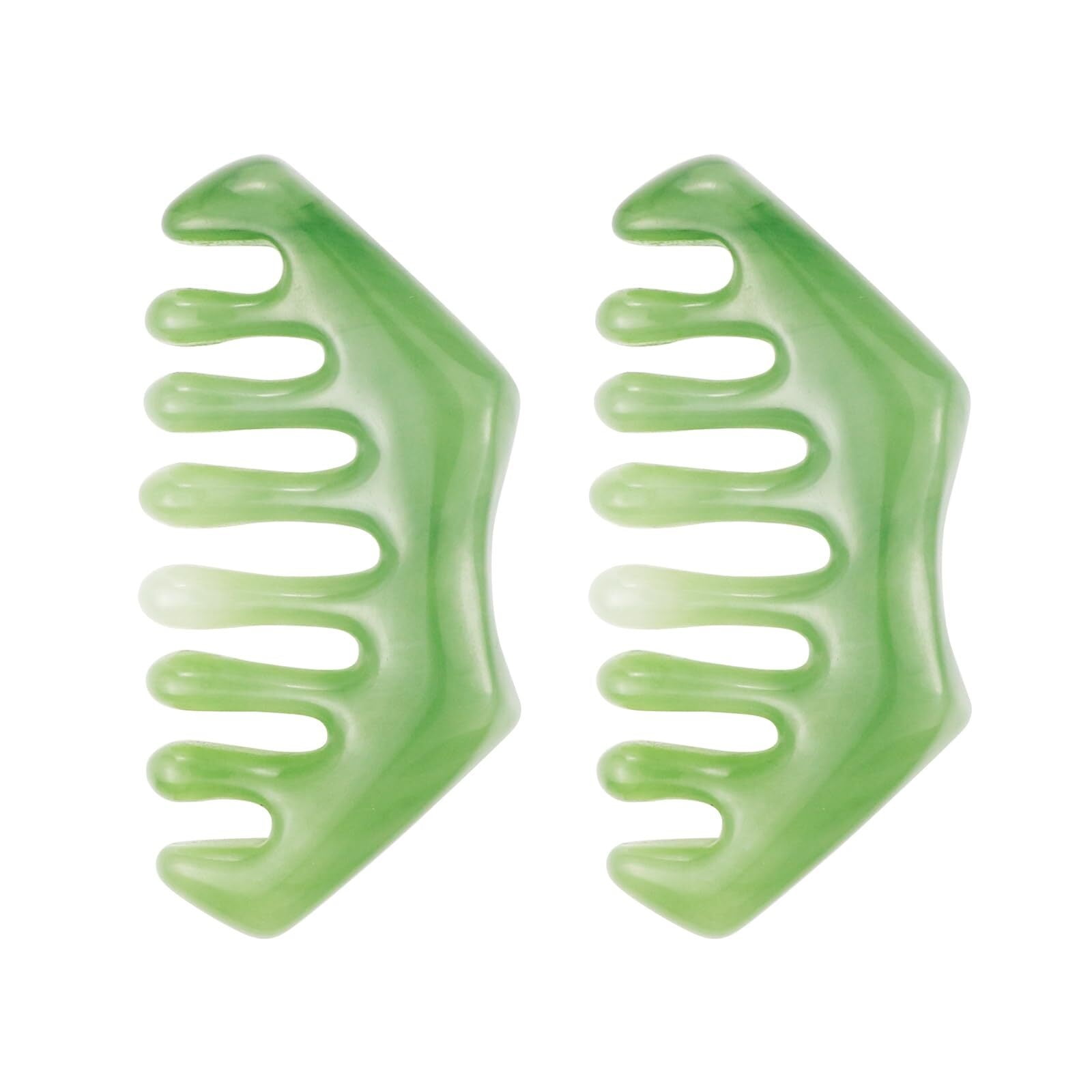 T 2 PCS Jade Massage Comb, Jade Natural Guasha Scraping Scalp Comb ...