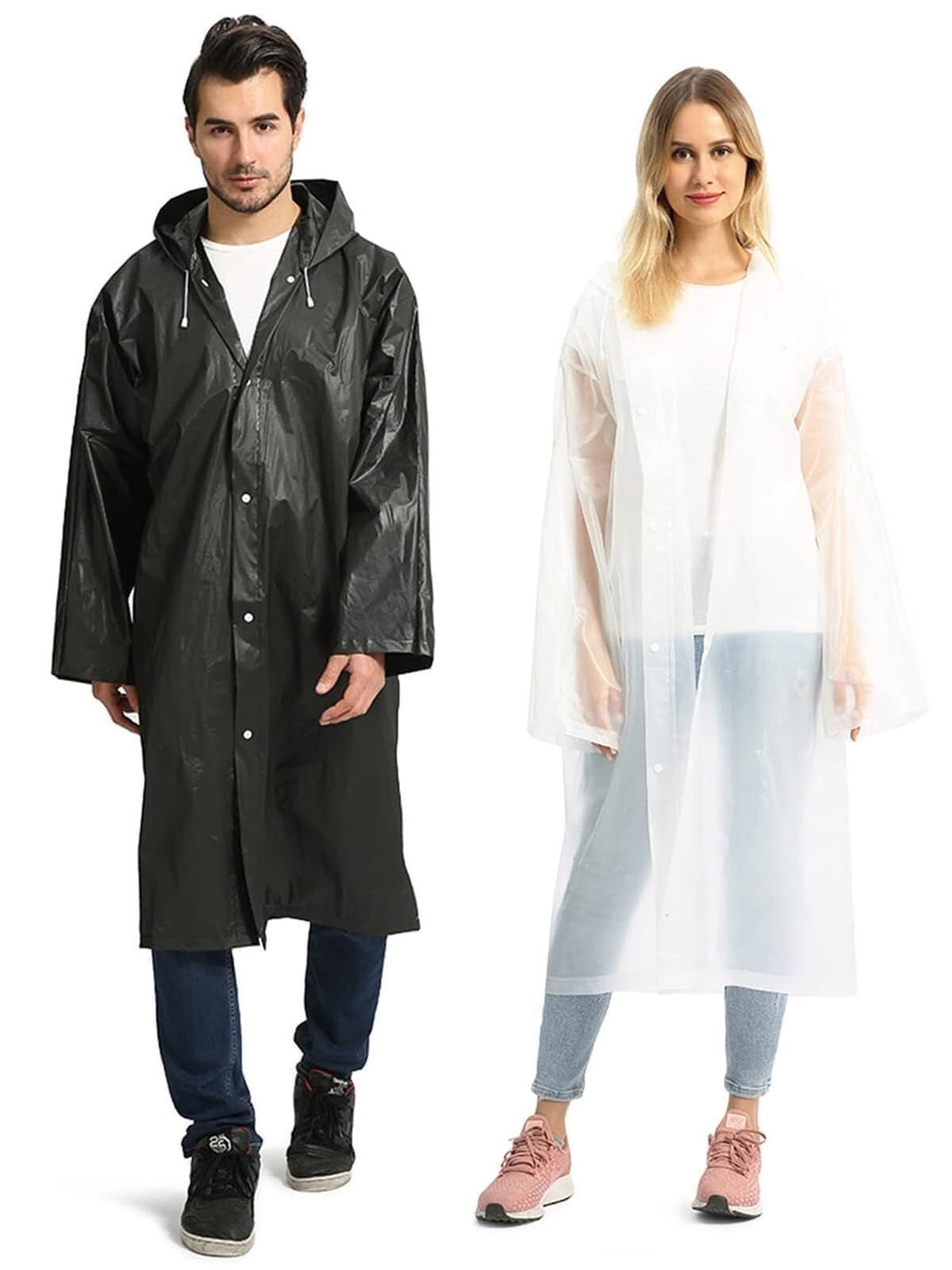 T 2 Pack Portable EVA Raincoats for Adults, Reusable Rain Ponchos with ...