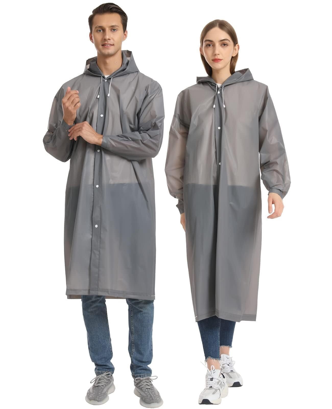 T 2 Pack Portable EVA Raincoats for Adults, Reusable Rain Ponchos with ...