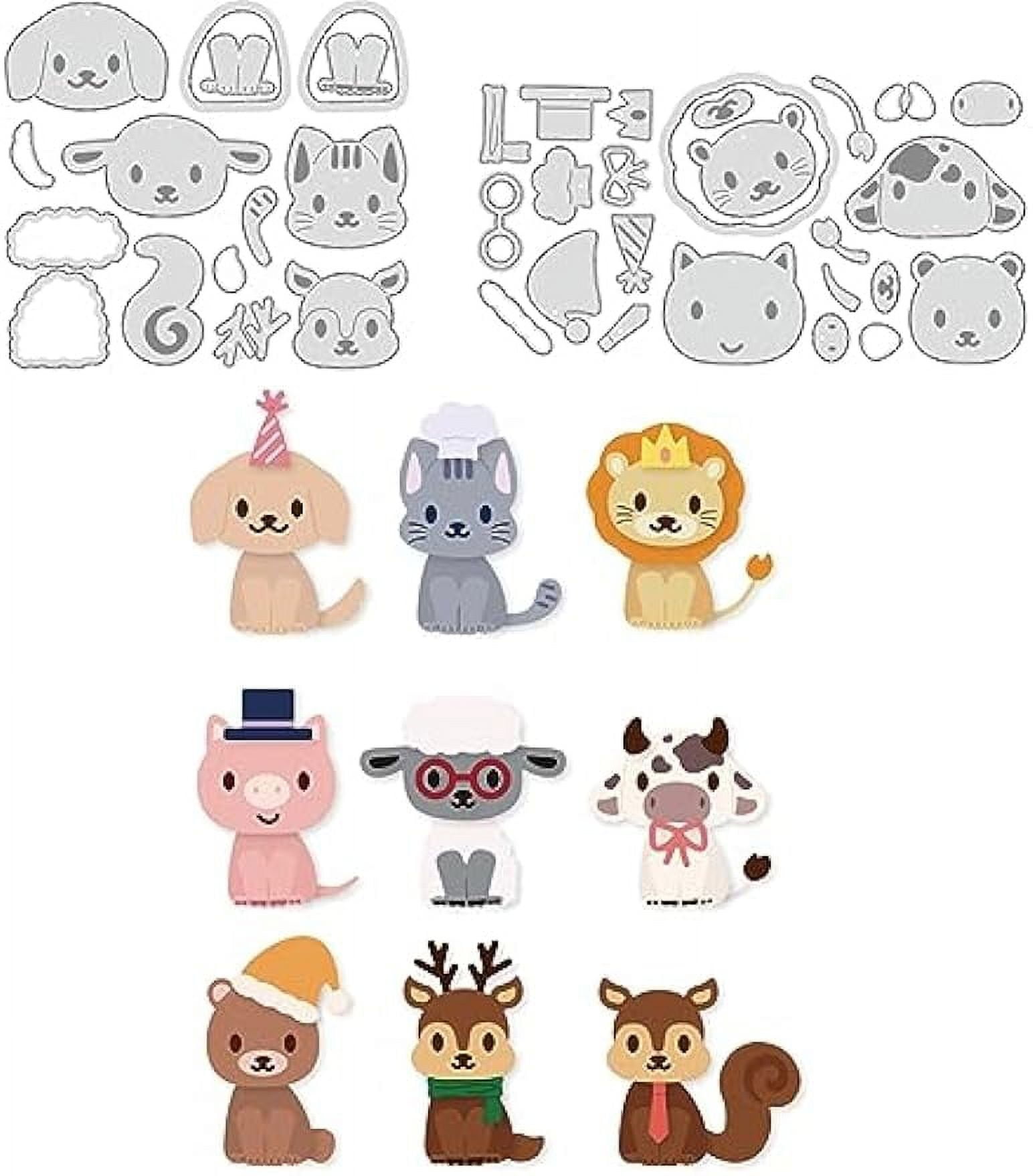 T 2pcs 9 Styles Animal Die Cut Metal Paper Cutting Dies Stencils Dog ...