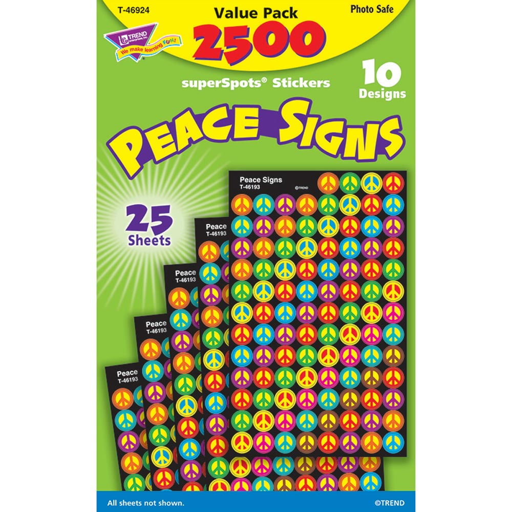 T-46924 - Peace Signs superSpotsÂ® Stickers Value Pack by Trend ...