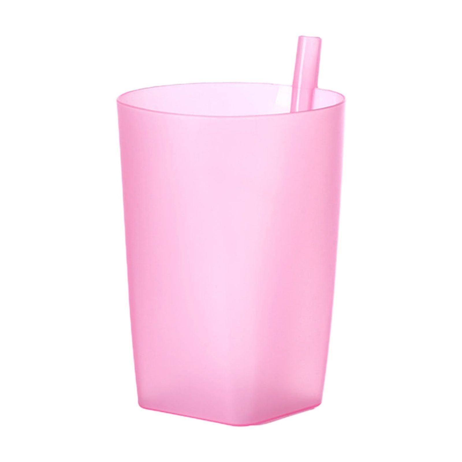 T-610 Pink Plastic Drinking Cup With Built In Straw Reusable Juice Cup ...