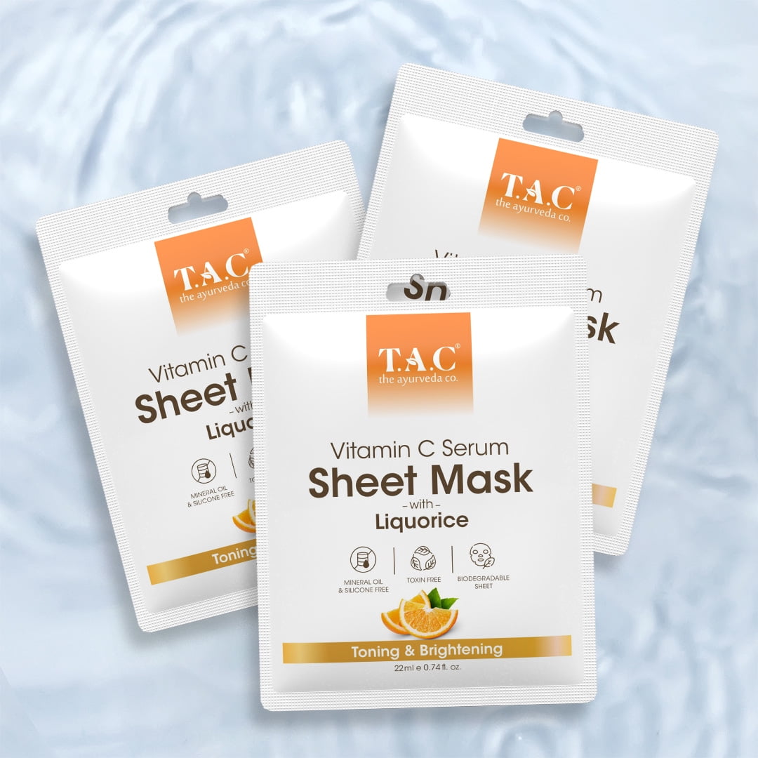 T.A.C - The Ayurveda Co. Vitamin C Serum Sheet Mask for Natural Skin & Brightness with Orange ...