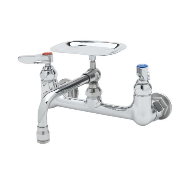 T And S Brass B-0233-01 Double Pantry Faucet, Wall Mount, 8" Centers, 6 ...