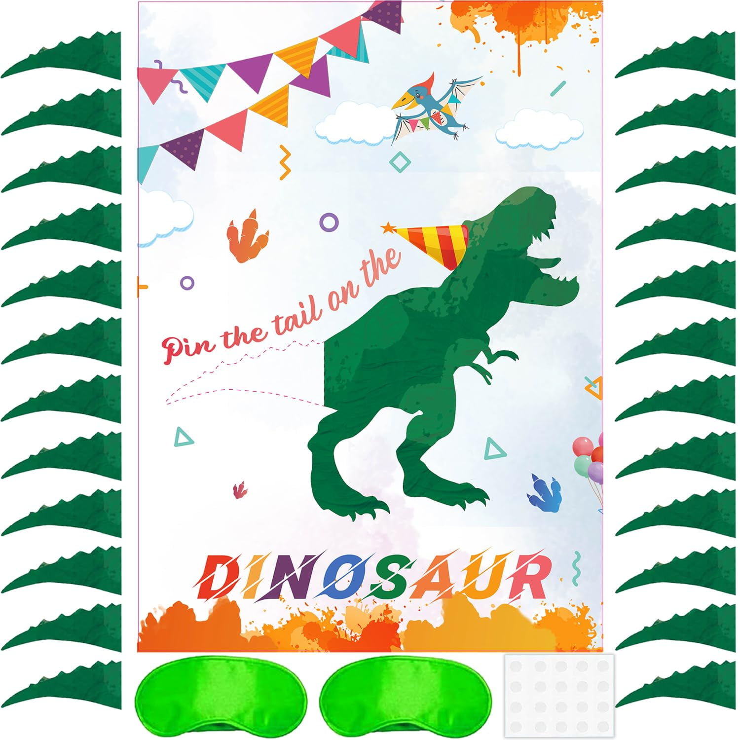 T-Antrix Pin The Tail on The Dinosaur Game -Dinosaur Party Games for Kids Boys with 21'' x 28 ...