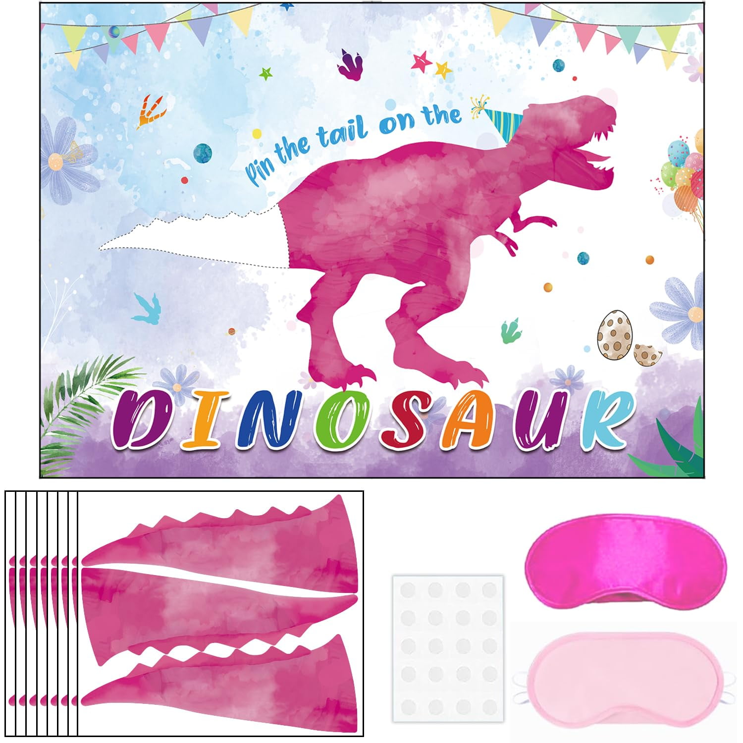 T-Antrix Pin The Tail on The Dinosaur Game -Dinosaur Party Games for ...