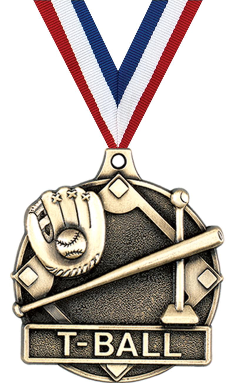 T-Ball Medals, 2" Gold Diecast T-Ball Medal Award 100 Pack - Walmart.com
