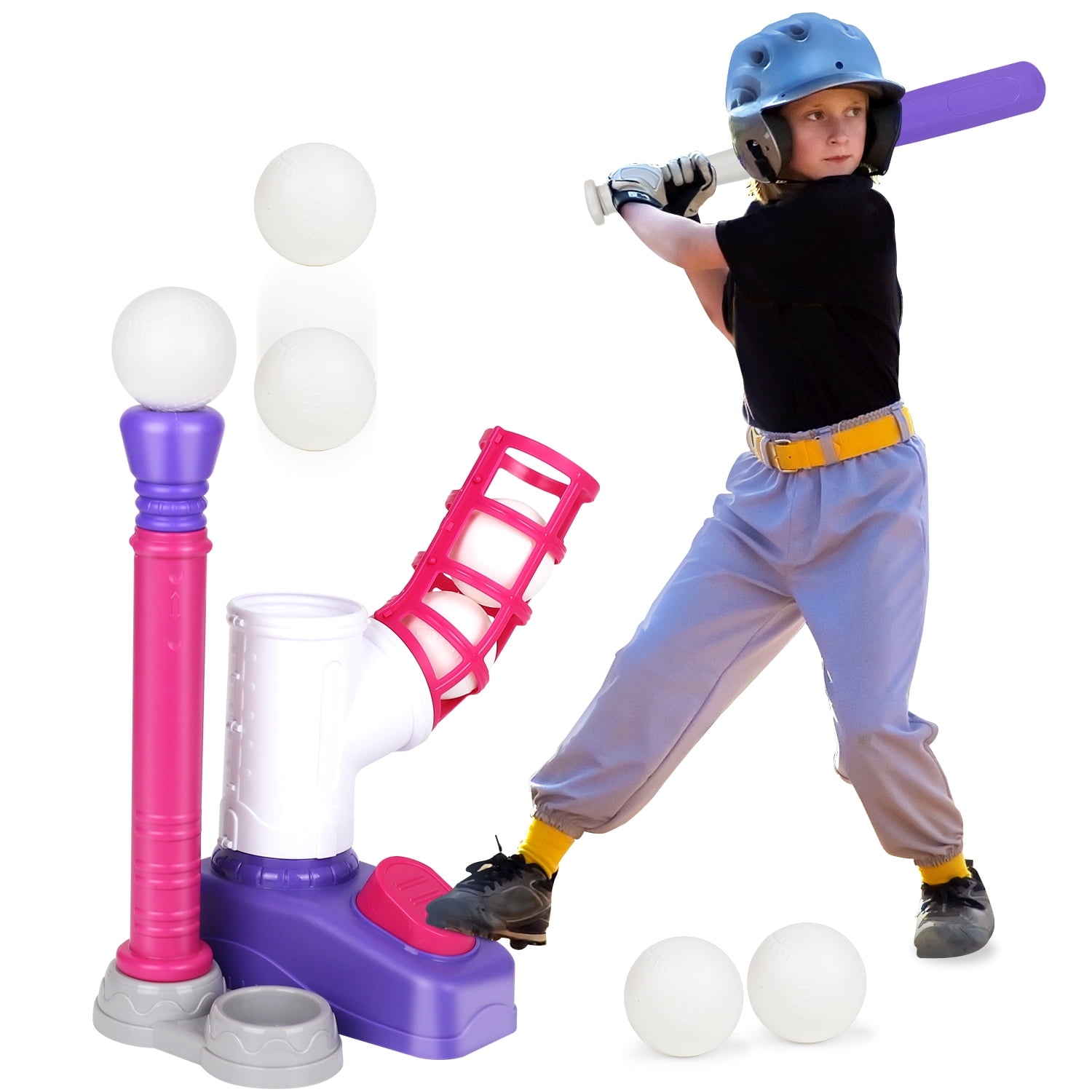 T Ball Set Toys for Kids Girls 3-5, Kids Baseball Toys Includes 6 Balls ...