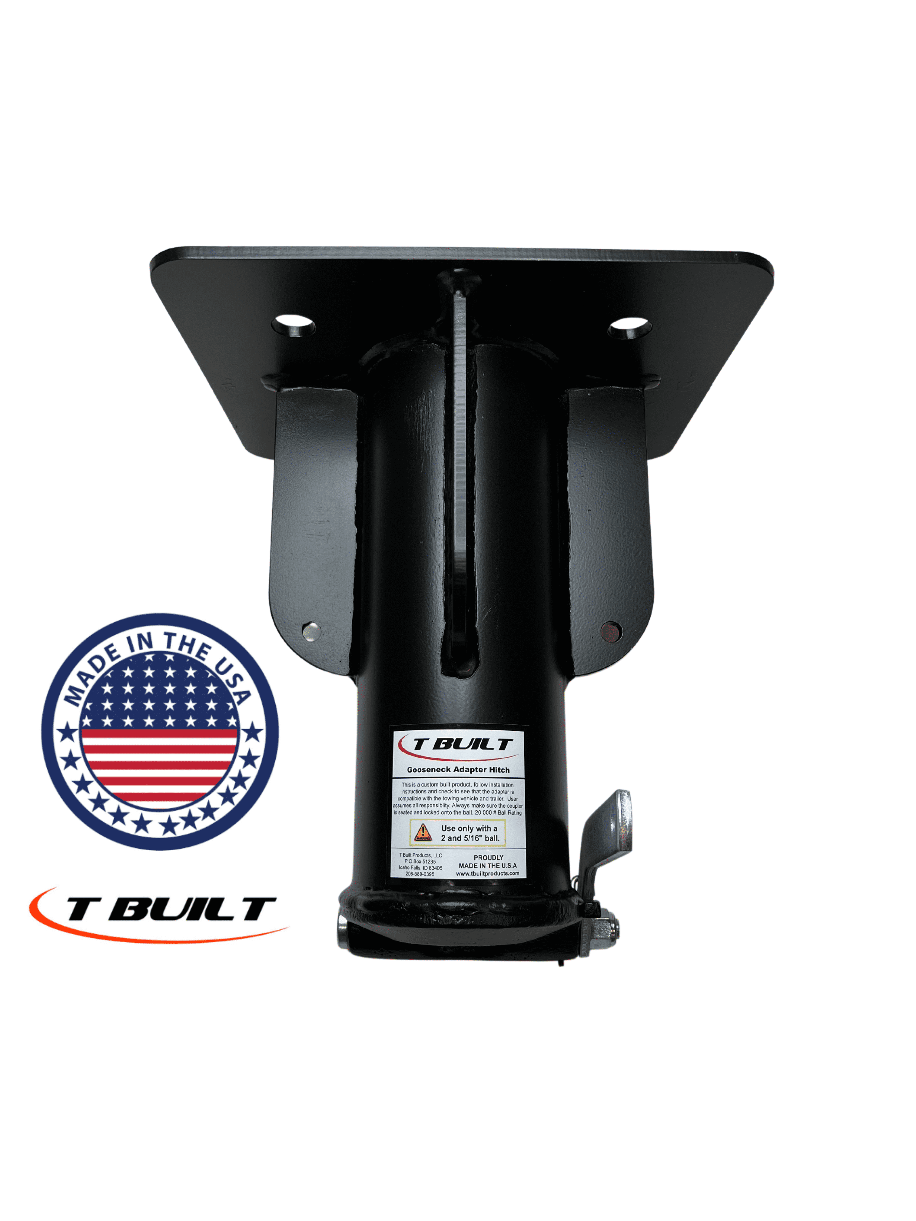 T Built 12" Fifth Wheel to Gooseneck Adapter with Self-Latching Coupler ...