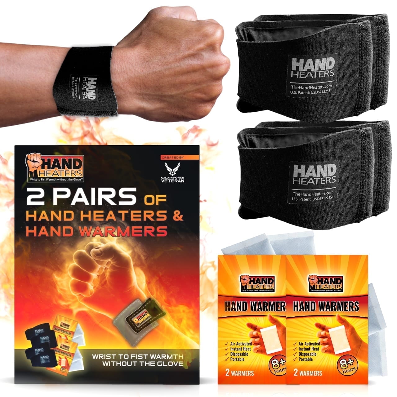 T Built Hand Heaters Wristbands, 2 Pack with 4 Hot Hands Hand Warmers ...