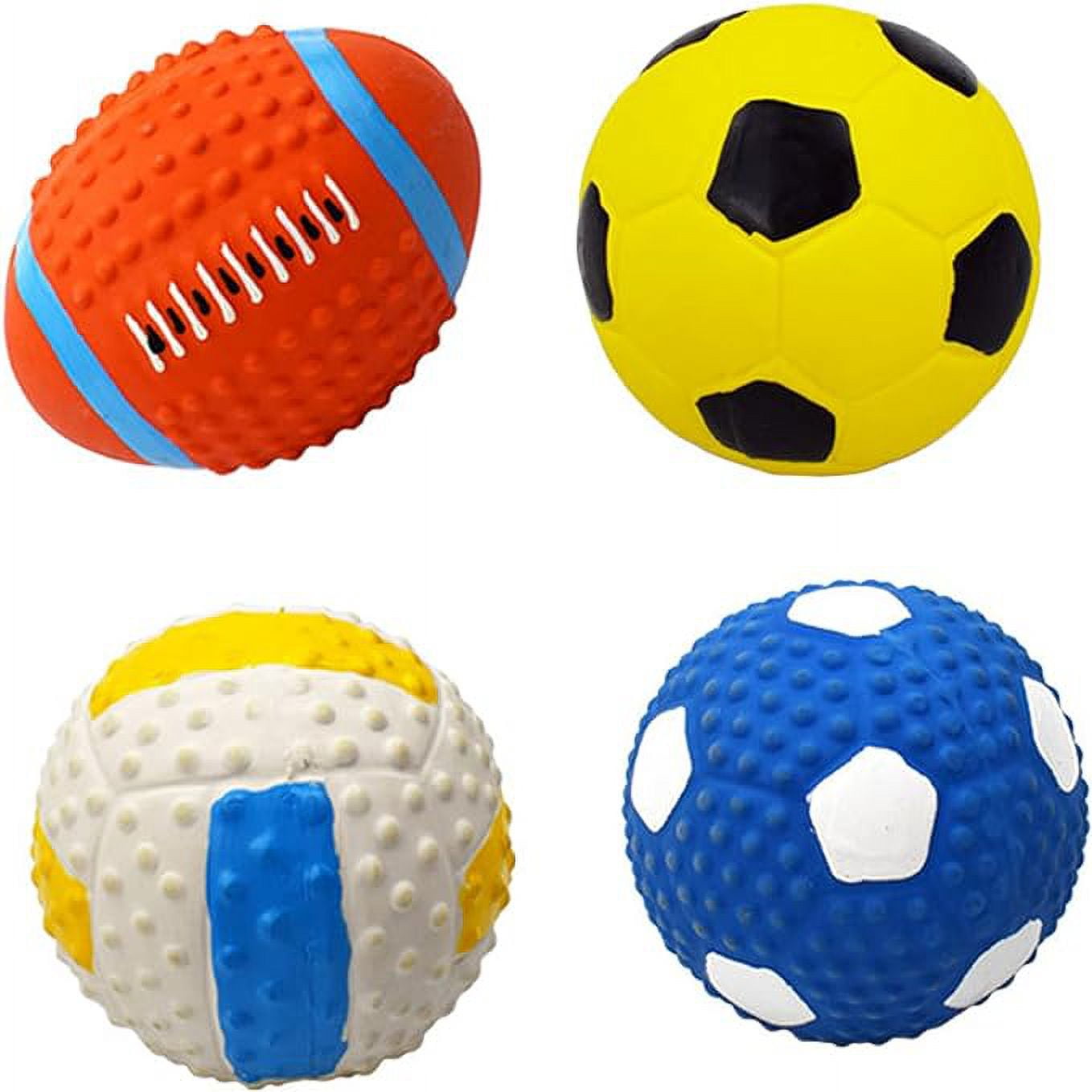 T'CHAQUE Squeaky Dog Toys, Natural Latex Rubber Dog Balls, Soft, Bouncy ...
