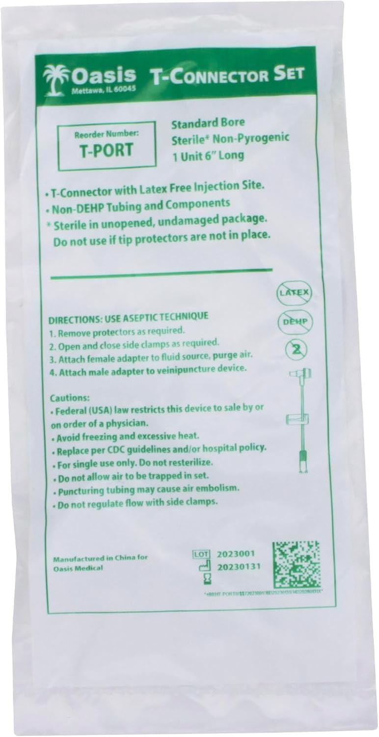 T-Connector Standard Bore IV Extension Set, Sterile, Latex Free, 6 ...