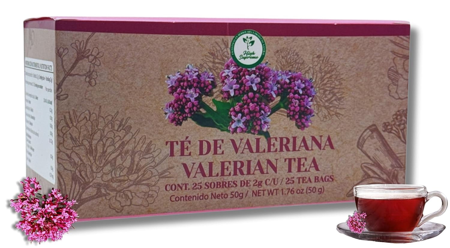 Té De Valeriana (Valerian Tea) – 100% Natural, Vegan | 25 Tea Bags ...