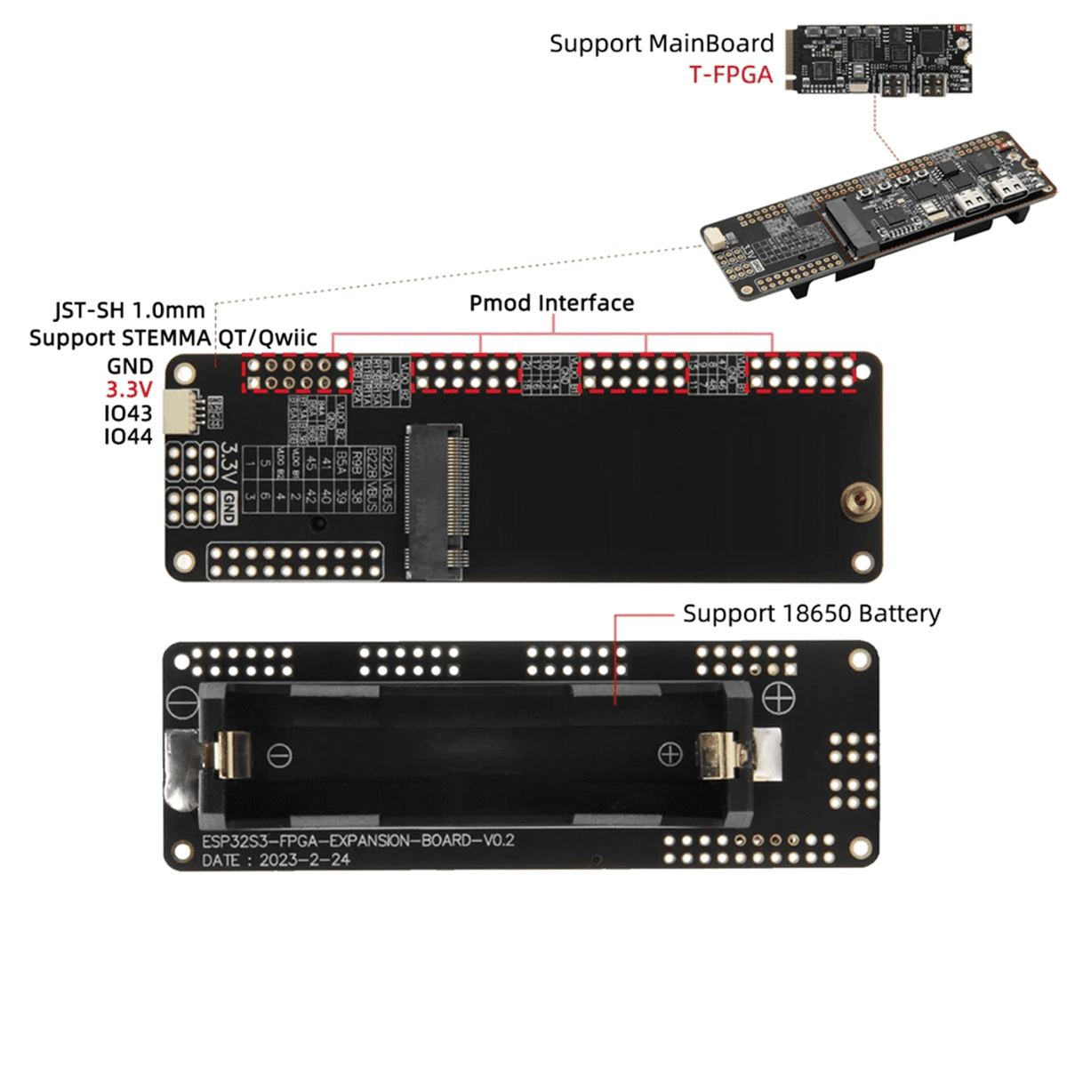 T-FPGA ESP32-S3 Development Board M.2 Slot FPGA GW1NSR-LV4CQN48PC6/I5 ...