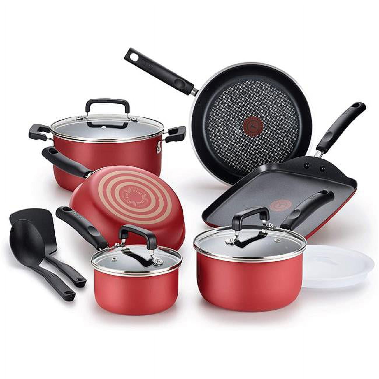 T-Fal Signature Cookware Set with Lid, Red - 12 Piece - Walmart.com