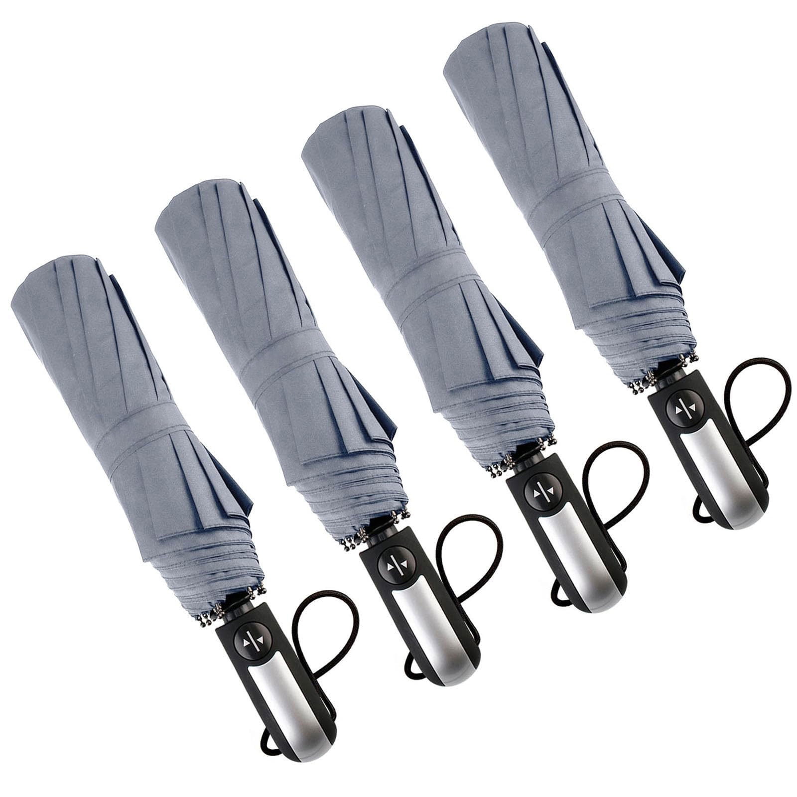 T Gray Automatic Folding Umbrella Windproof Compact Travel Umbrella ...