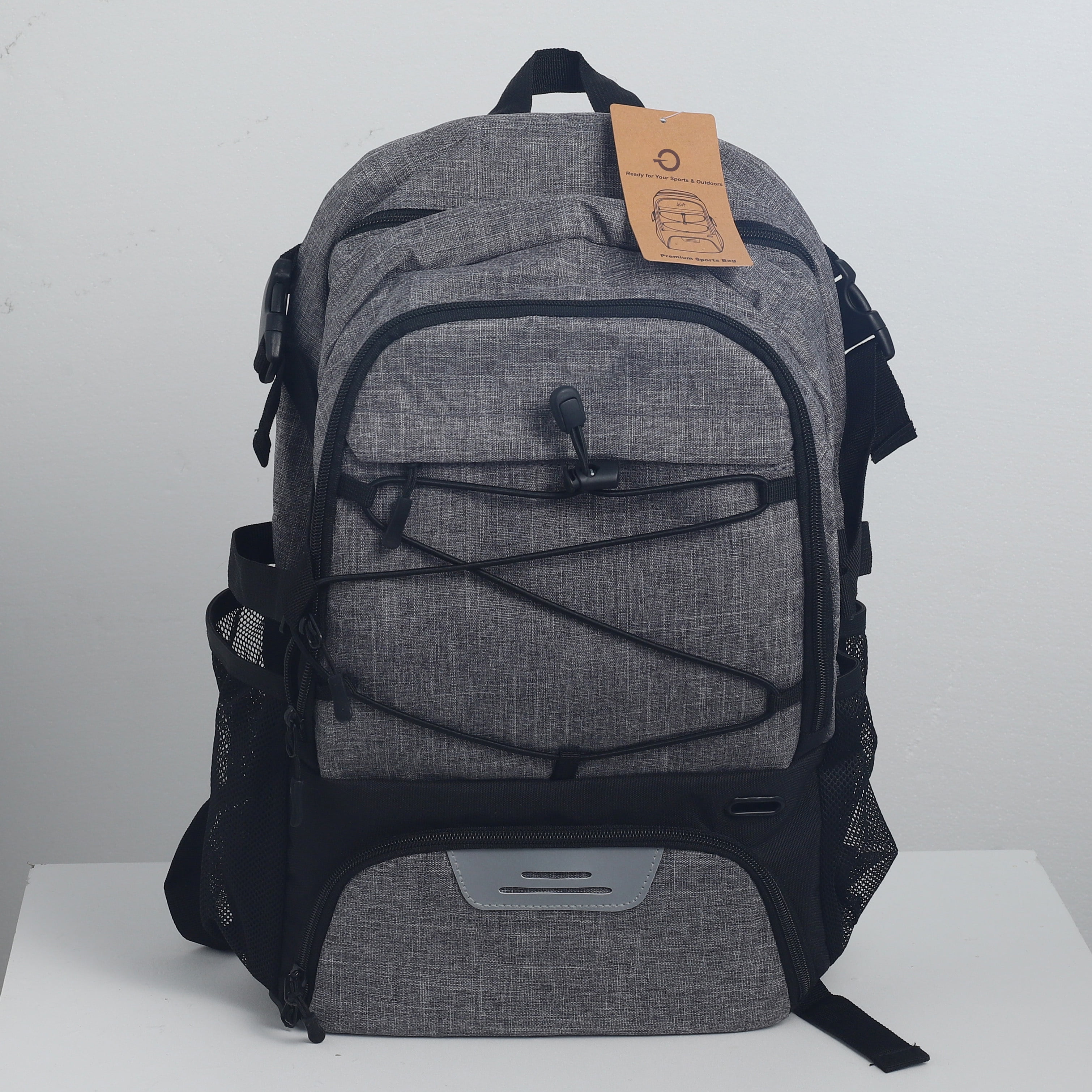 T Gray Fabric Tactical Backpack Multi Pocket Hiking Backpack with ...