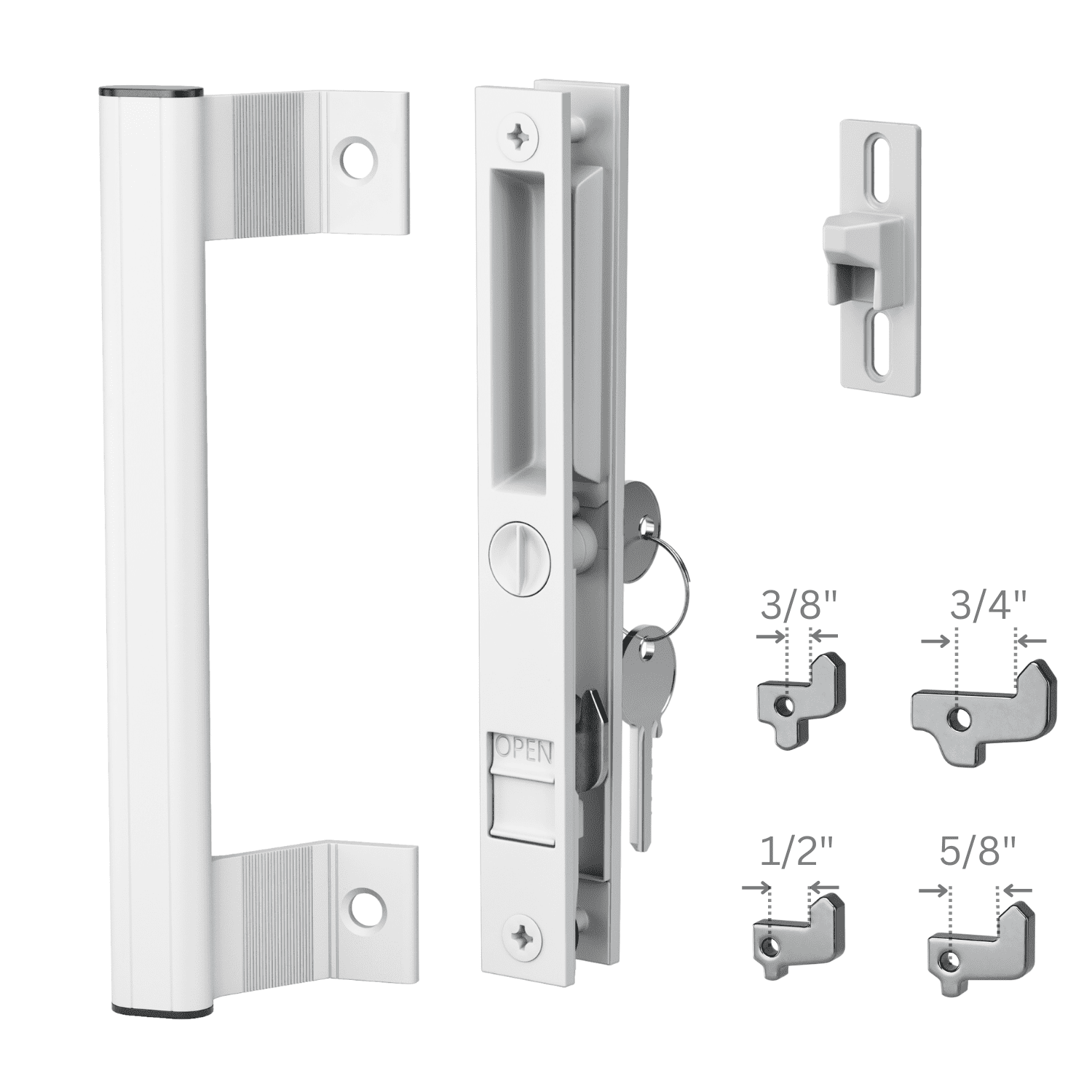 T-HAKEN Sliding Glass Door Handle Set, 6-5/8", White - Patio Door ...