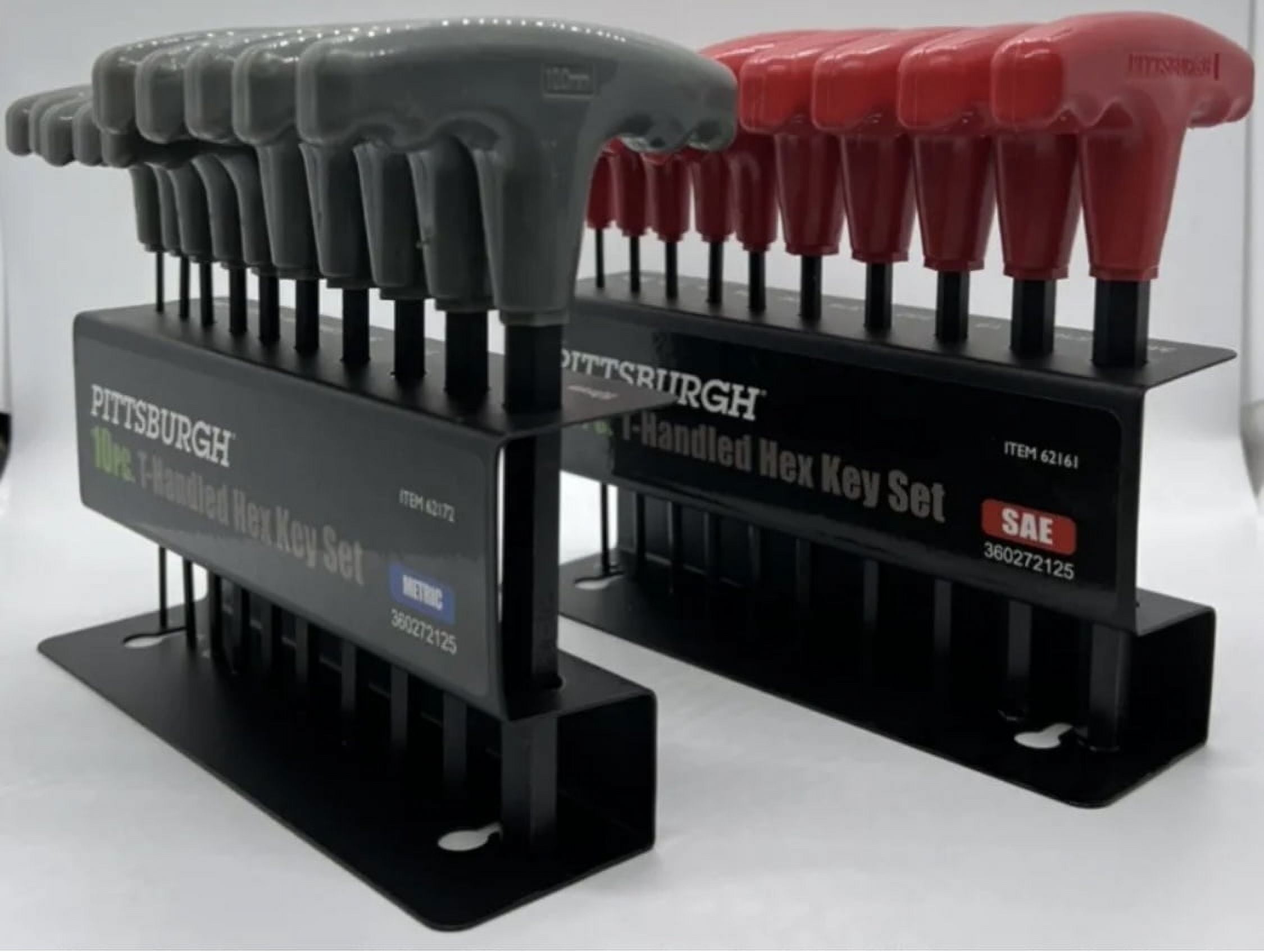 Pittsburgh T-Handle Hex Key Set, 20 Pc, Allen Wrench Set, Metric SAE, Chrome Vanadium Steel ...