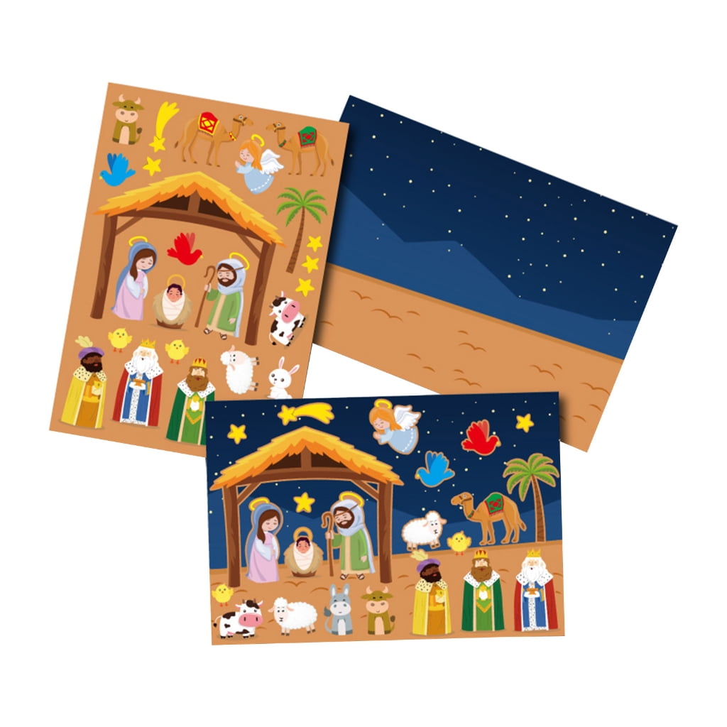 T-HOTLYST 12pcs/lot Christmas Nativity Scene Stickers Set Religious ...