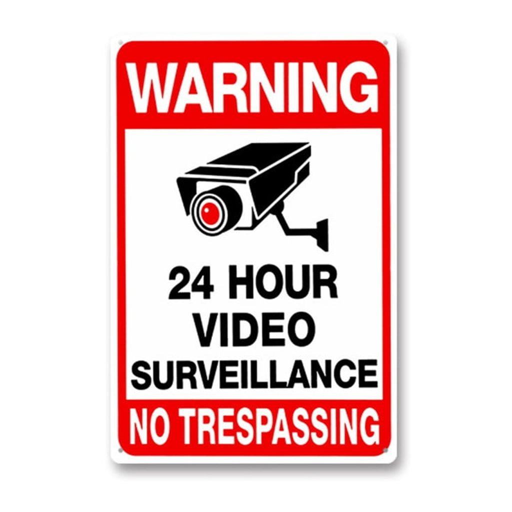 T-HOTLYST 24 Hour Video Monitoring Sign Tinplate Warning Safety Plate ...
