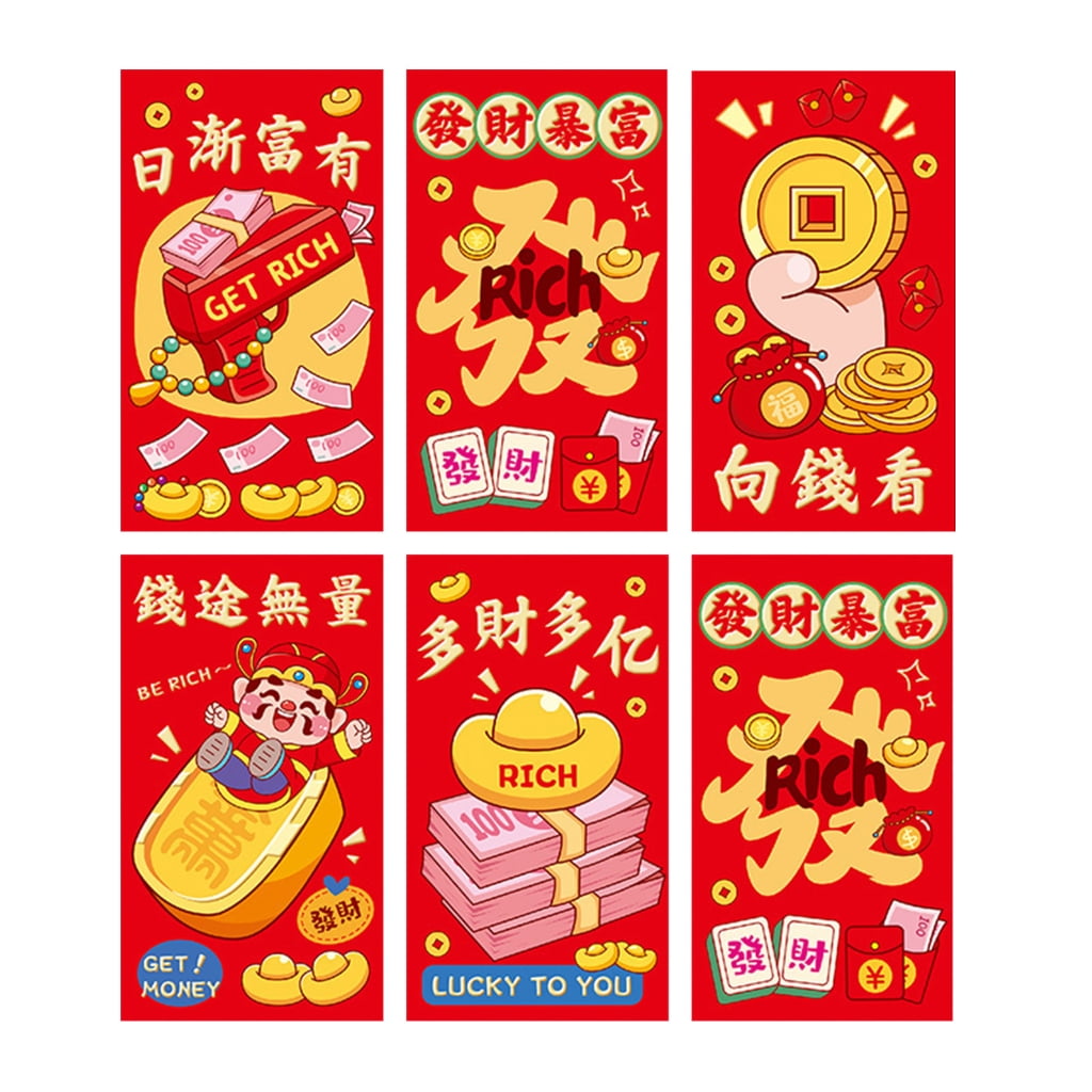 T-HOTLYST 6 Pieces Traditional Lunar New Year Money Packets 2025 Snake ...
