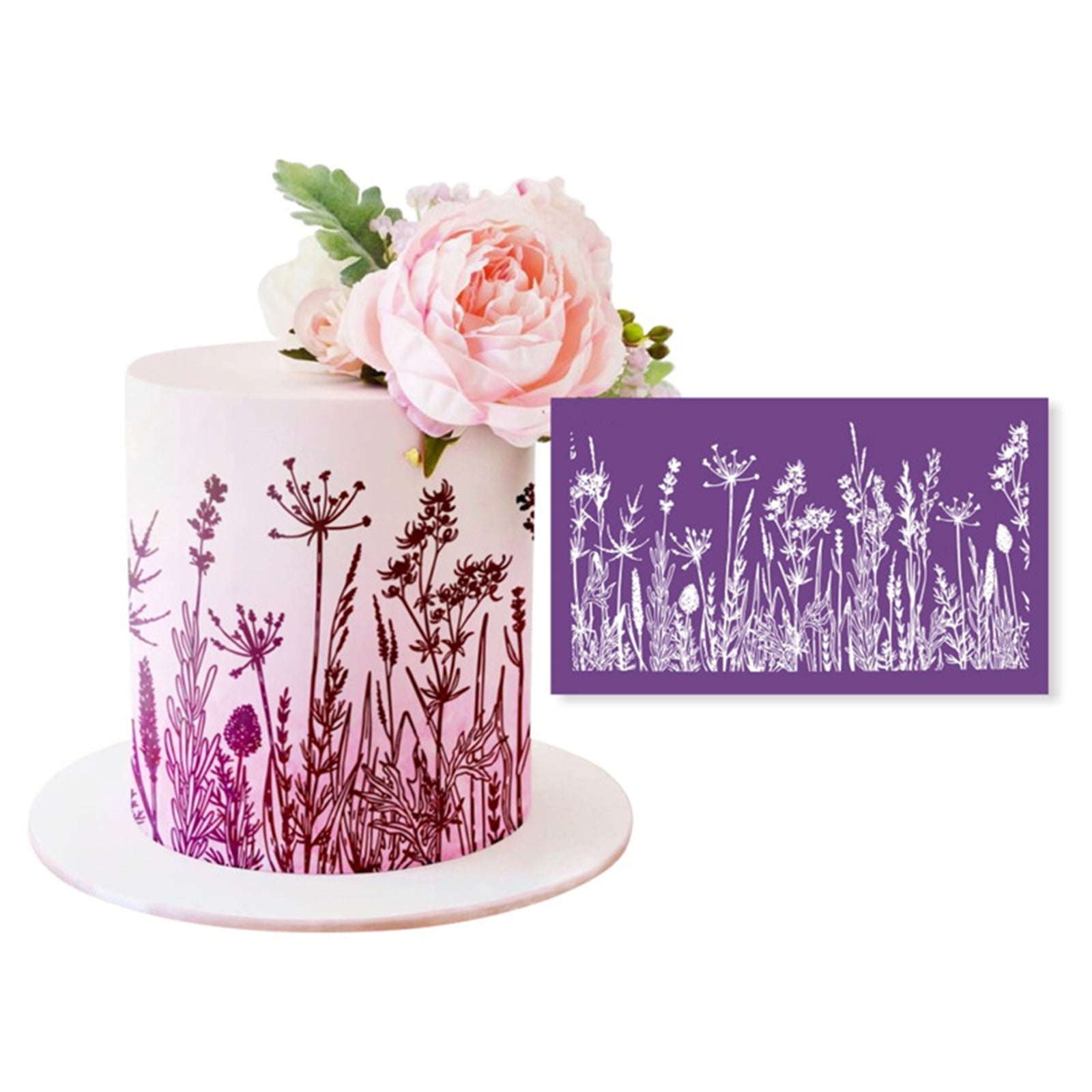 T-HOTLYST Cake Mesh Stencil Lace Flower Grass Fabric Cake Stencil ...