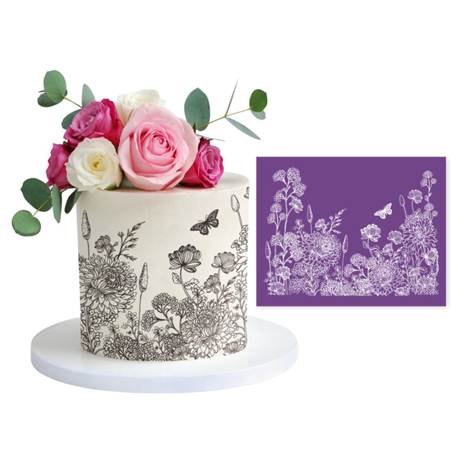 T-HOTLYST Cake Mesh Stencil Lace Flower Grass Fabric Cake Stencil ...