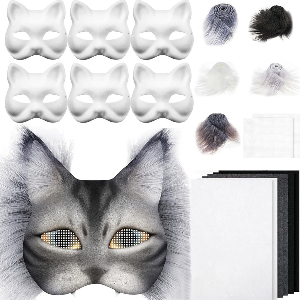 T-HOTLYST DIY Animal Mask Craft Kit, Cats Foxes Mask with Fur ...