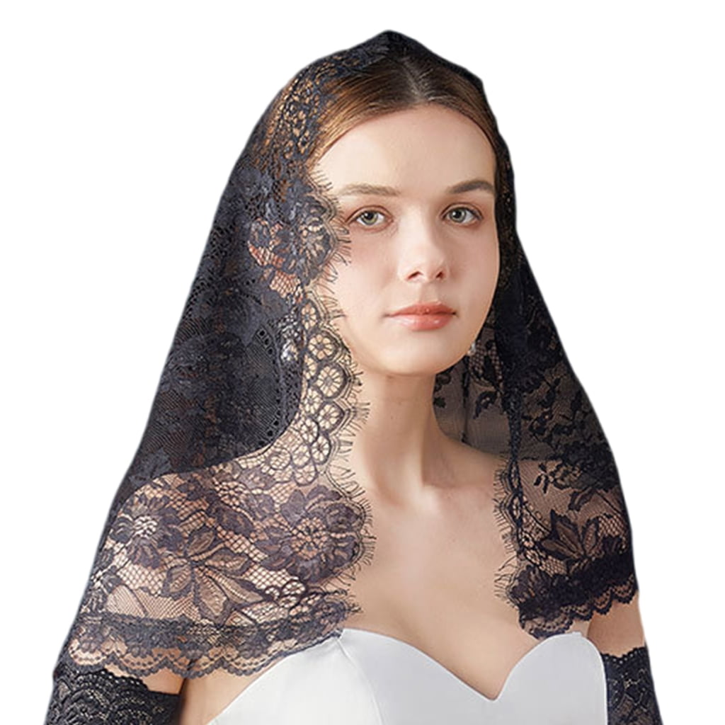 T-HOTLYST Ethnic Lace Head Scarf Church Cathedral Veil Spanish Mantilla ...