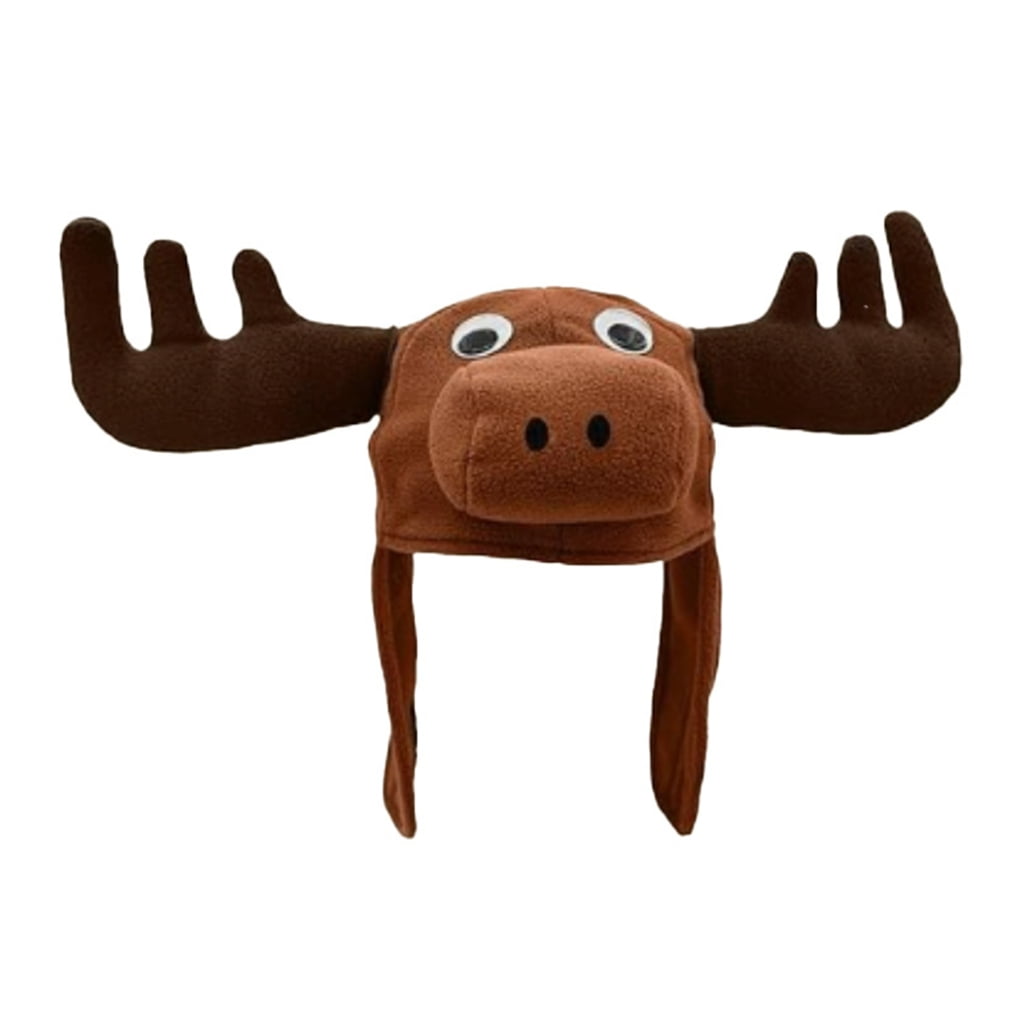 T-HOTLYST Plush Cartoon Animal Hat Moose Headgear Caps for Adult and ...