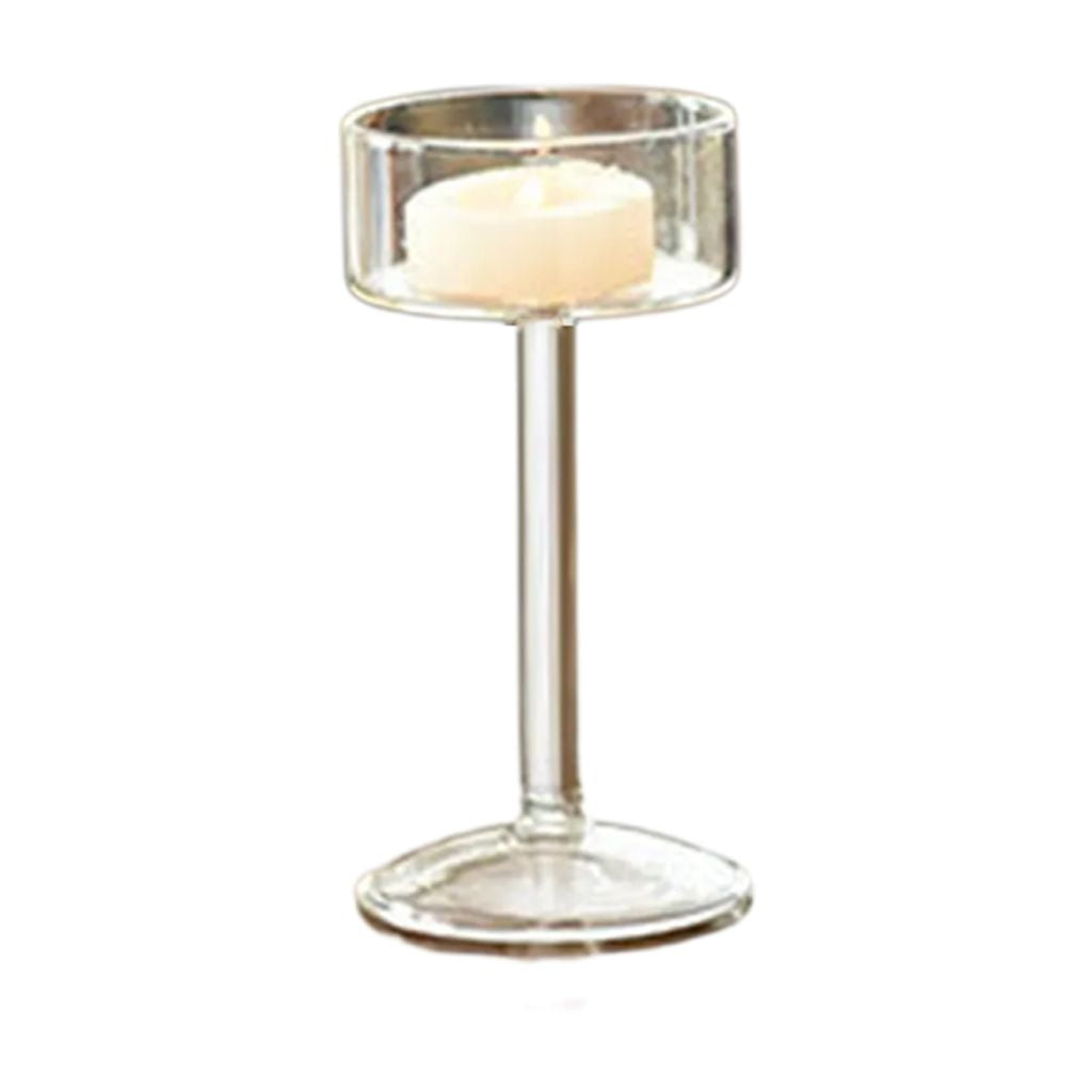 T-HOTLYST Tall High Glass Candle Holder Clear Tealight Candle Stand ...